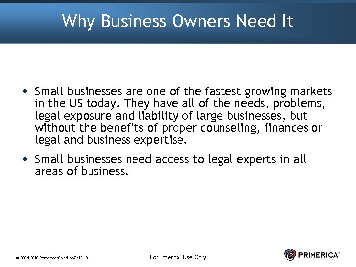 Primerica Legal Protection Program Business Owner Plan Solutions