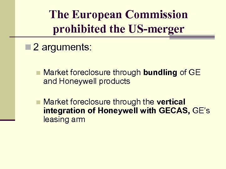 The GE Honeywell merger and the issue of bundling
