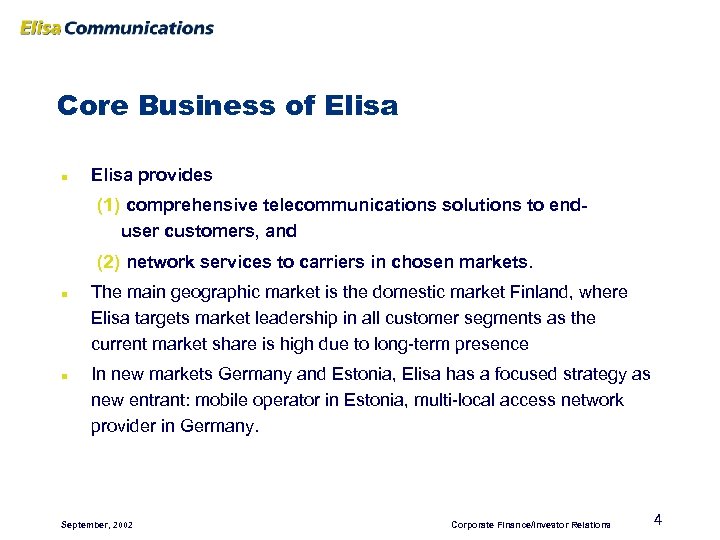Elisa Communications TMT Conference Barcelona September 17