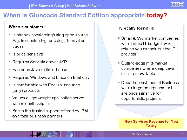 IBM Software Group IBM and Gluecode Software