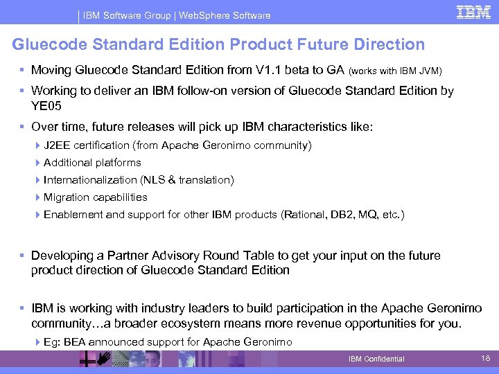 IBM Software Group IBM and Gluecode Software