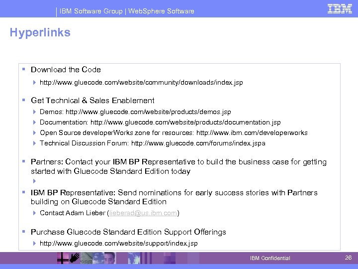 IBM Software Group IBM and Gluecode Software