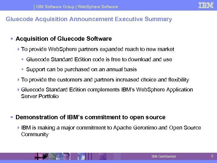 IBM Software Group IBM and Gluecode Software