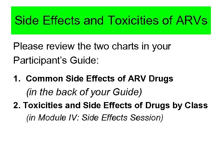 Drug Side Effects Toxicities and Interactions Key
