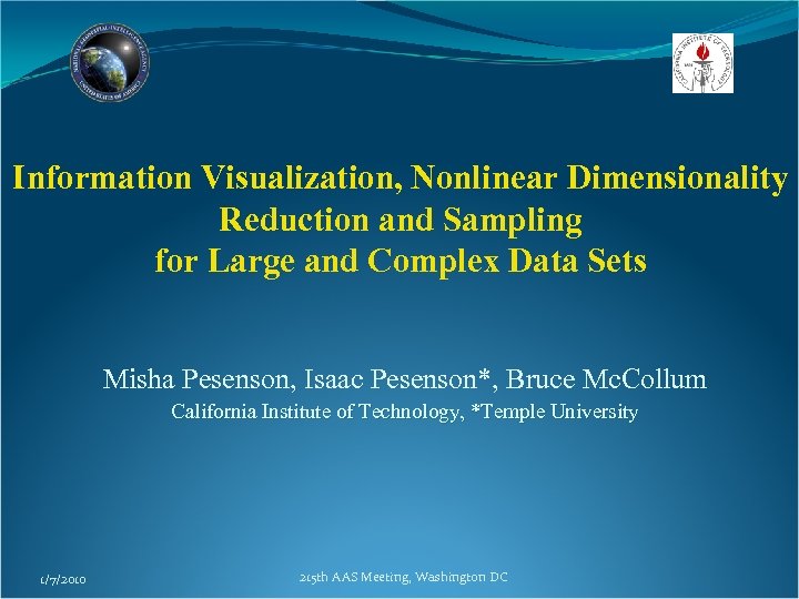 Information Visualization Nonlinear Dimensionality Reduction and Sampling for