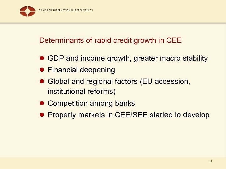 Growth of bank credit in central and eastern