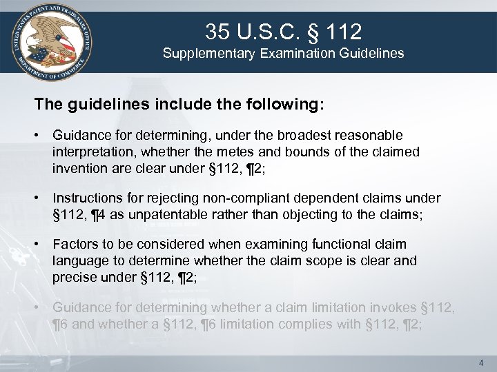 35 U S C 112 Supplementary Examination