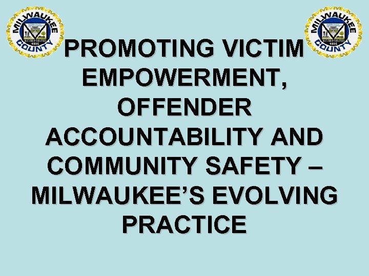 PROMOTING VICTIM EMPOWERMENT OFFENDER ACCOUNTABILITY AND COMMUNITY SAFETY