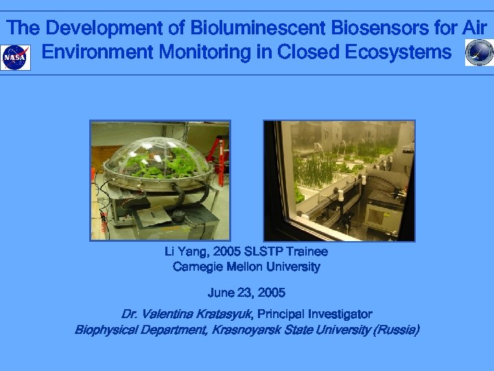 The Development of Bioluminescent Biosensors for Air Environment