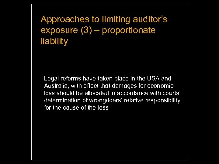 Auditor liability international developments First principles