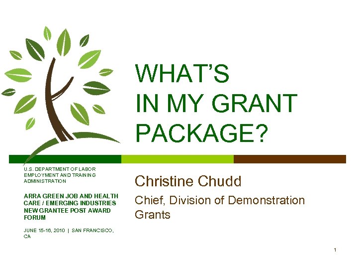 WHAT S IN MY GRANT PACKAGE U S DEPARTMENT