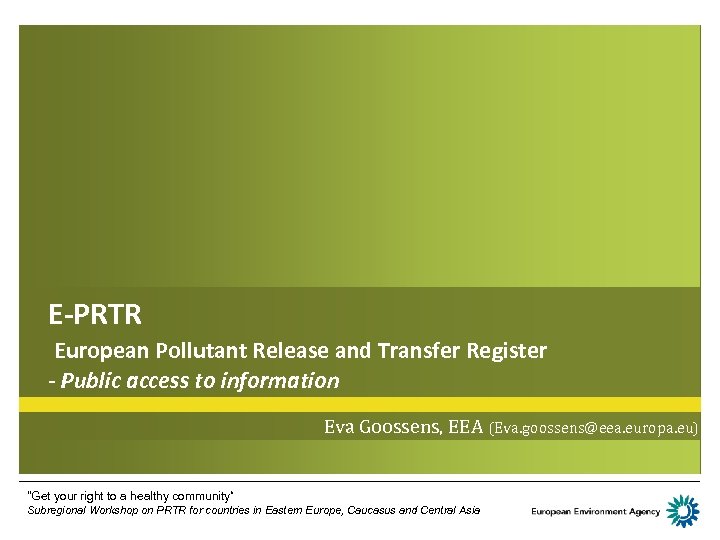 E-PRTR European Pollutant Release and Transfer Register