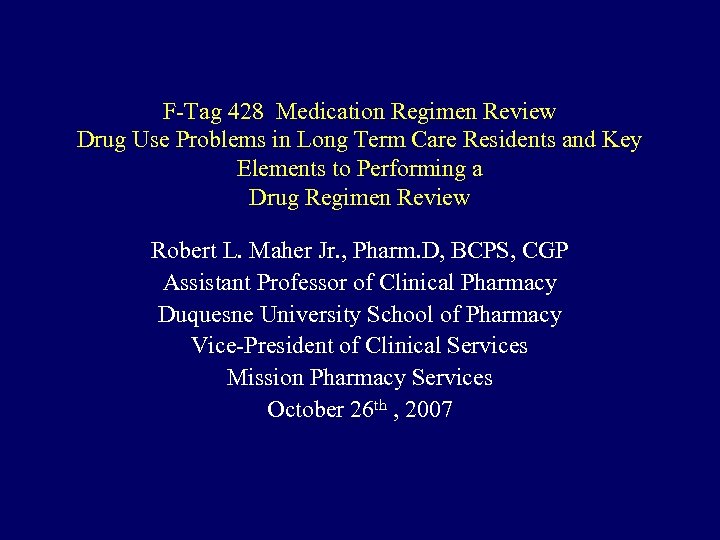 F-Tag 428 Medication Regimen Review Drug Use Problems