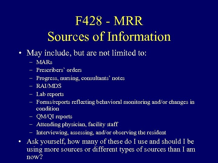 F-Tag 428 Medication Regimen Review Drug Use Problems