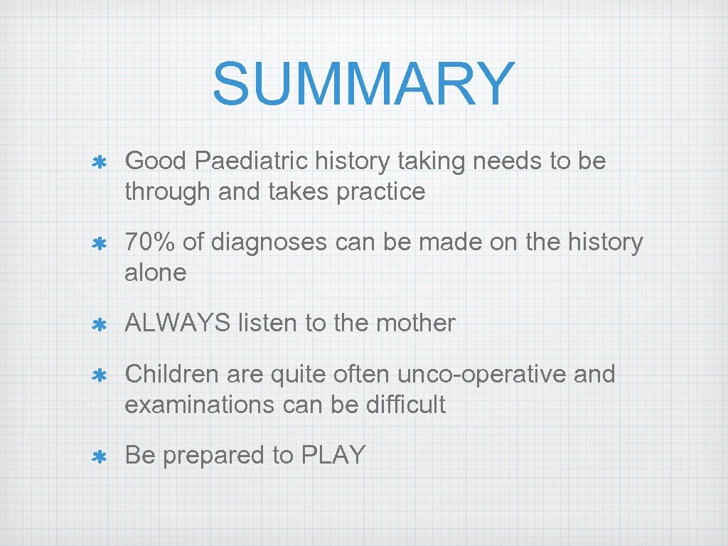 Paediatric History Taking Examination STEPP Teaching Dee