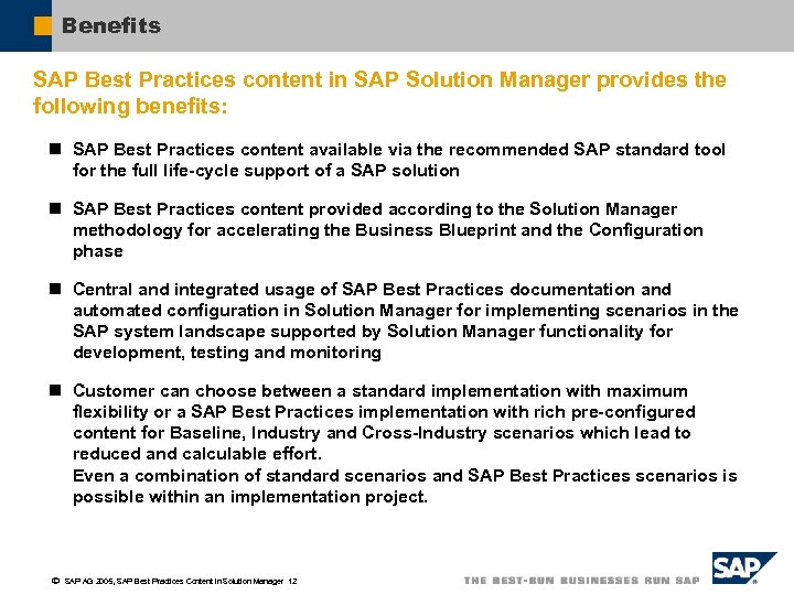 SAP Best Practices Content for SAP Solution Manager