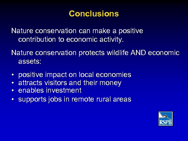Economic impact of nature conservation RSPB Experience Aniol