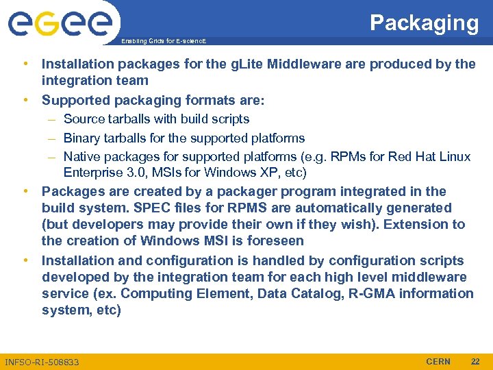 Enabling Grids for E-scienc E The g Lite