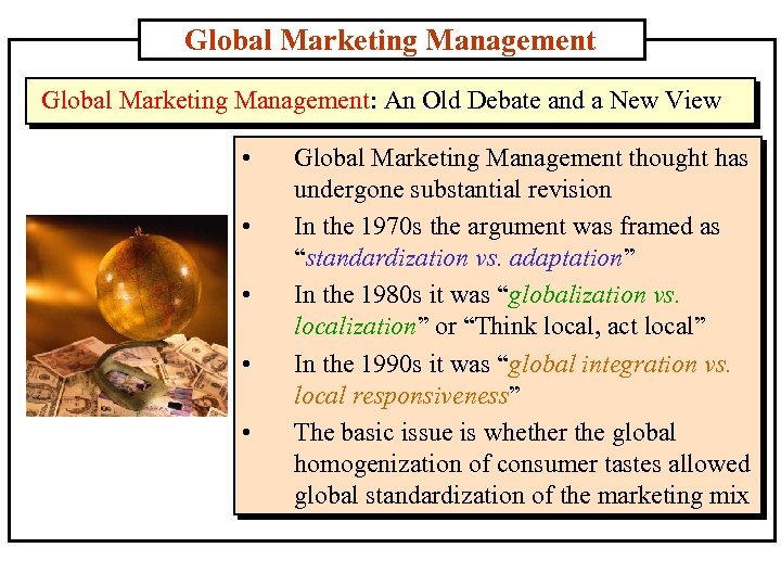 Chapter 11 Global Marketing Management Planning and Organization
