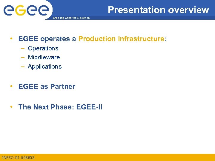 Enabling Grids for E-scienc E EGEE Status