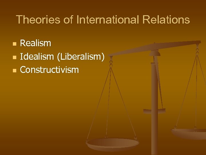 Theories of International Relations n n n Realism