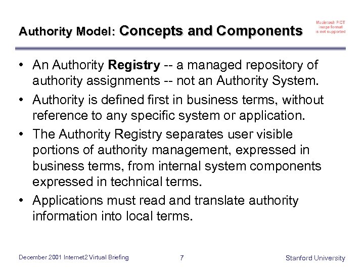 Stanford University Authority Registry December 12 2001 Stanford