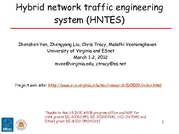 Hybrid network traffic engineering system HNTES Zhenzhen Yan
