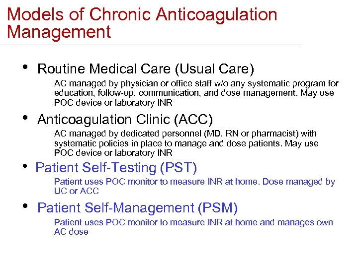 Improving the Outcomes of Oral Anticoagulation Home Monitoring