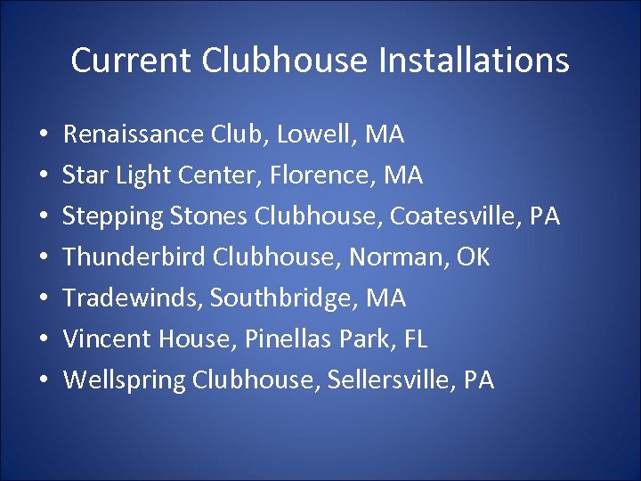 Clubhouse Databases and Using the Data PRESENTERS