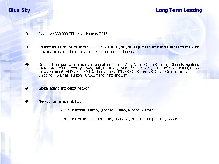 Blue Sky Intermodal UK Limited Presentation 2016