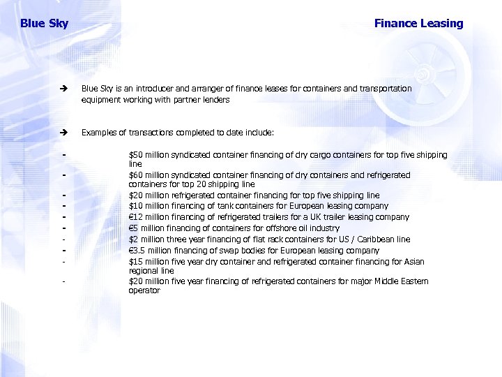 Blue Sky Intermodal UK Limited Presentation 2016