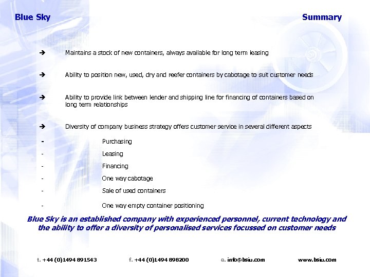 Blue Sky Intermodal UK Limited Presentation 2016
