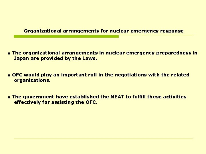 PREPAREDNESS AND RESPONSE FOR RADIOLOGICAL EMERGENCY IN JAPAN