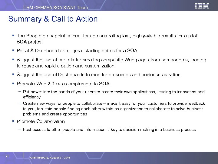 IBM CEEMEA SOA SWAT Team People Integration Portals