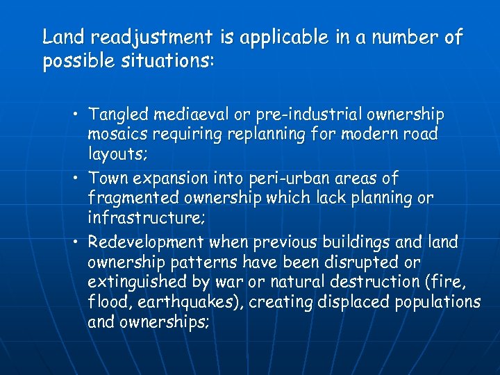 Land readjustment for the Development of Urban and