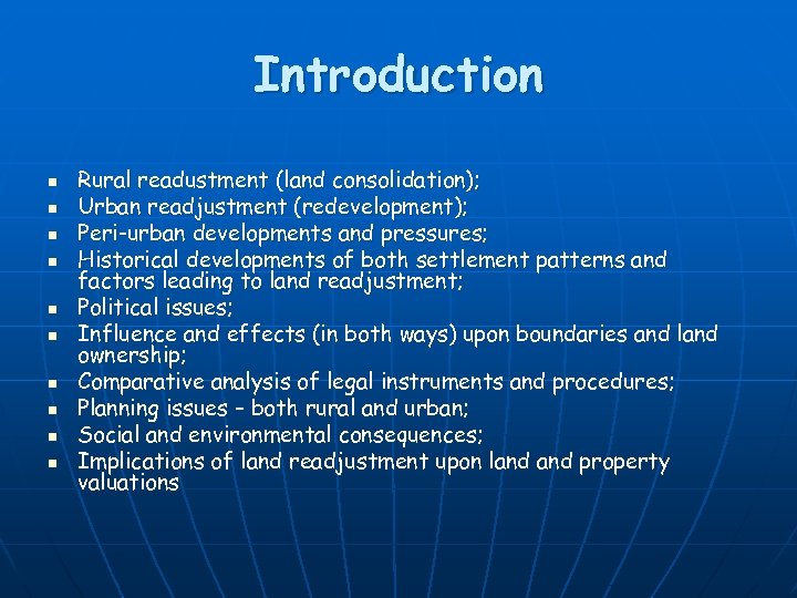 Land readjustment for the Development of Urban and