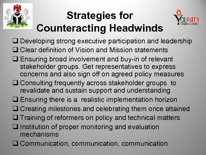 Strategies for Counteracting Reform Headwinds A Presentation By