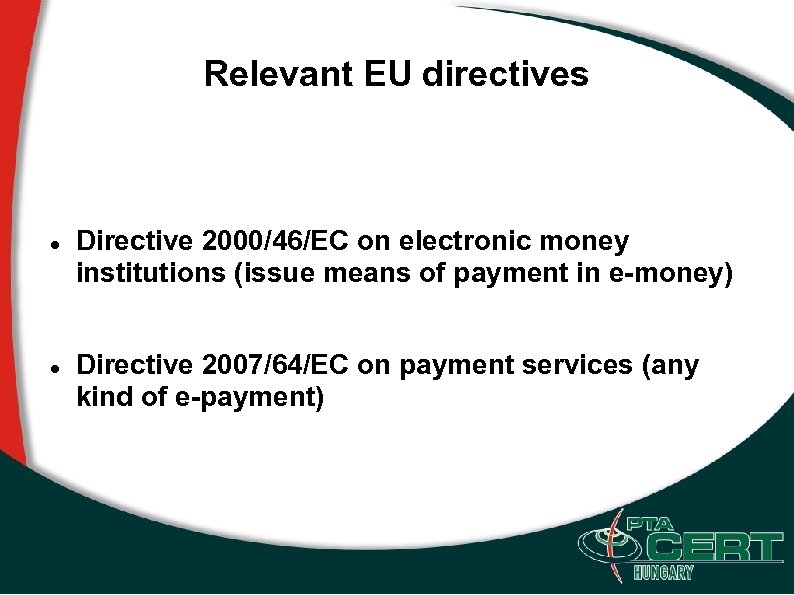 Electronic payment Ferenc Suba LLM MA Chairman of