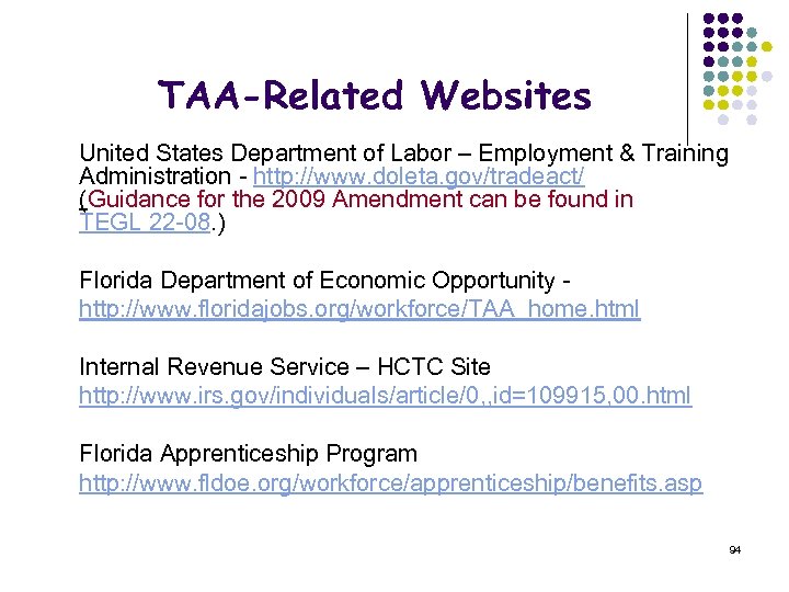 Trade Adjustment Assistance TAA Training Program Overview