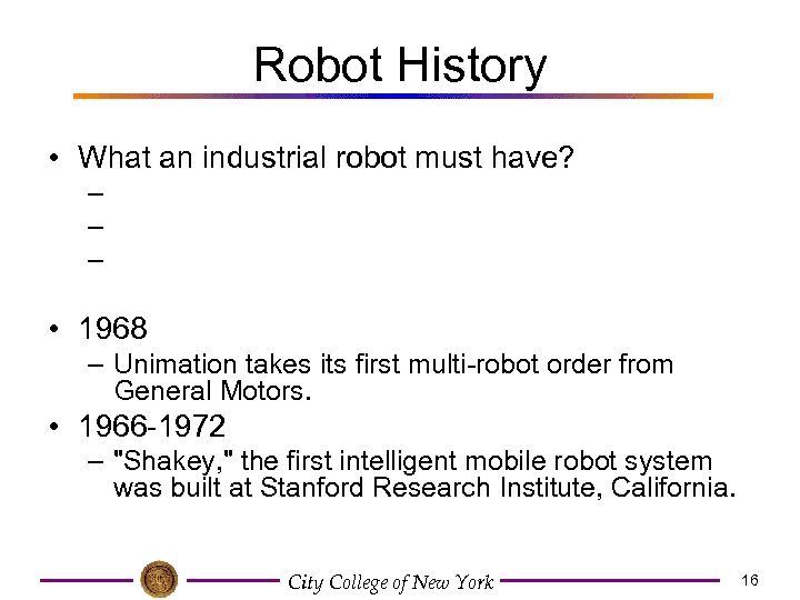 Capstone Design — Robotics Historical Development of Robotics