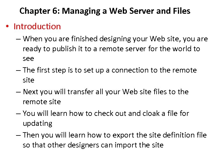 CIS 205 Web Design Development Dreamweaver Chapter 6