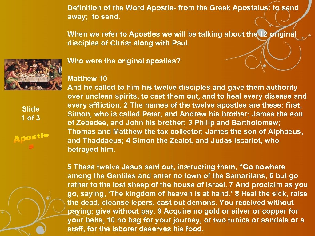 Definition of the Word Apostle- from the Greek