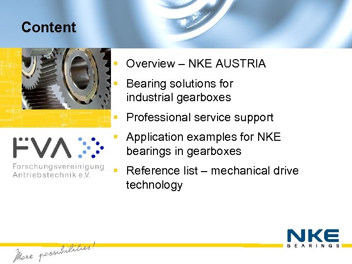 Version 01 2014 NKE bearings for industrial gearboxes