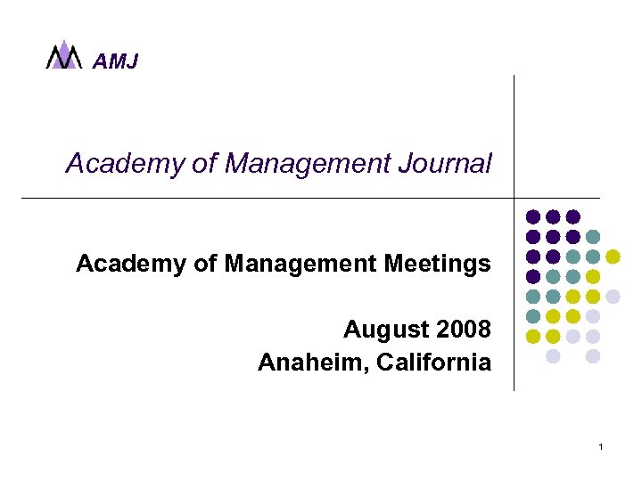 AMJ Academy of Management Journal Academy of Management