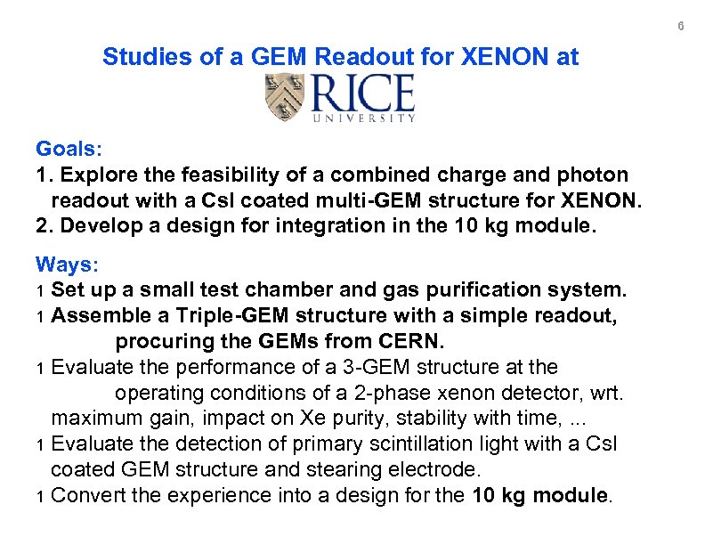 1 The GEM Readout Alternative for XENON Uwe