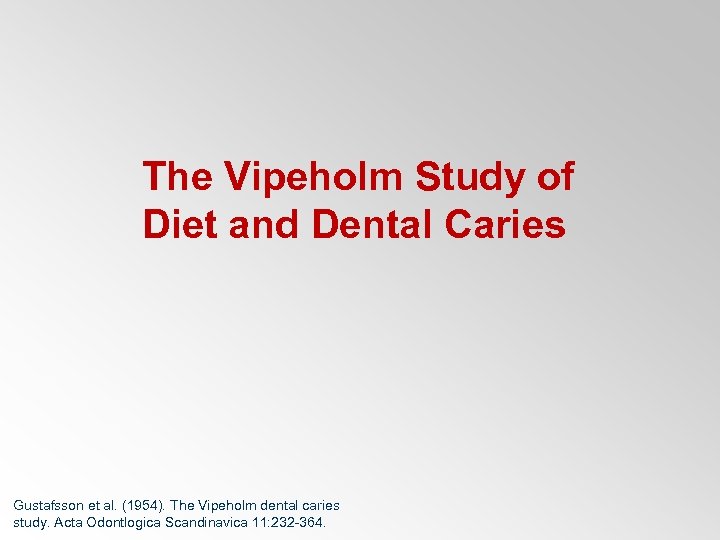 Diet Fluoride and Dental Caries Wendell Evans BDS