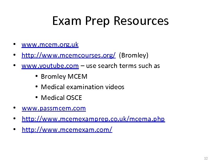 Intermediate examination RCEM Was MCEM B SAQ