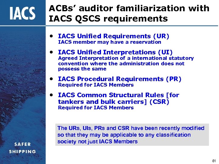 Seminar on IACS QSCS Independent Assessment and Certification