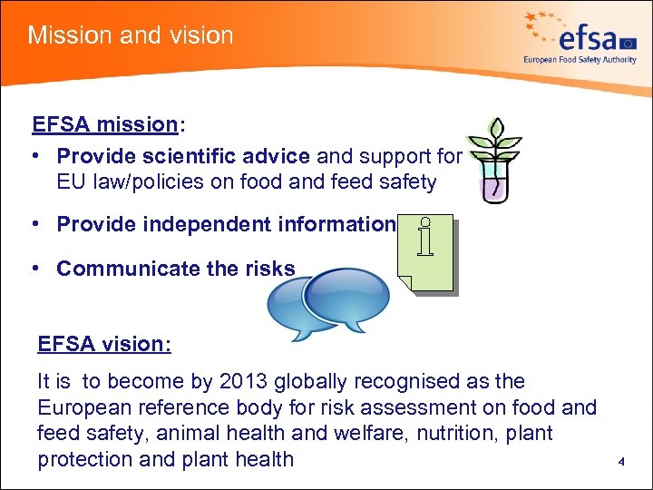 Presenting EFSA by Catherine Geslain-Lanéelle Executive Director and