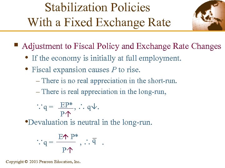 Stabilization Policies With a Fixed Exchange Rate